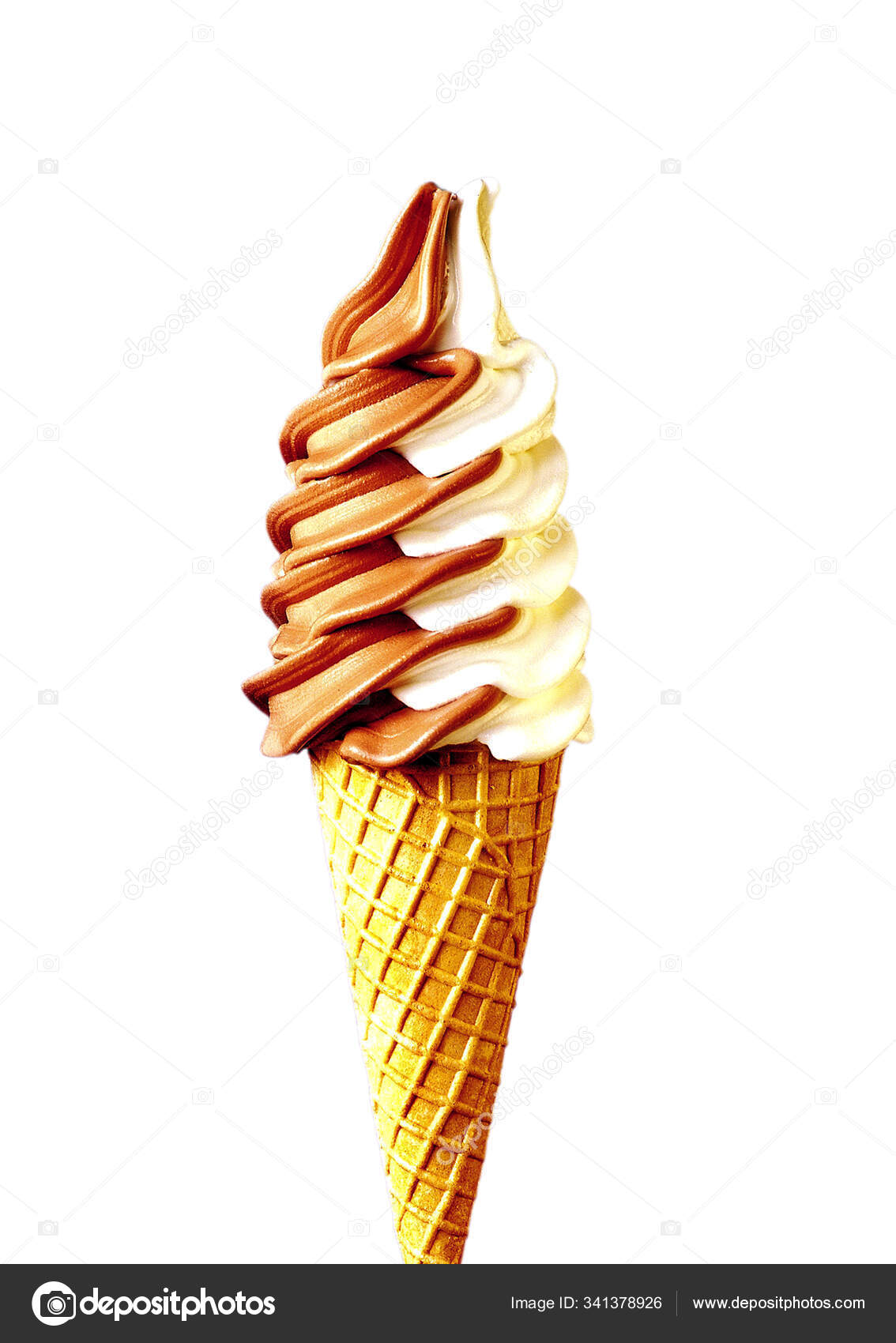 Mixed Vanilla Chocolate Flavour Ice Cream Cone — Stock Photo ...