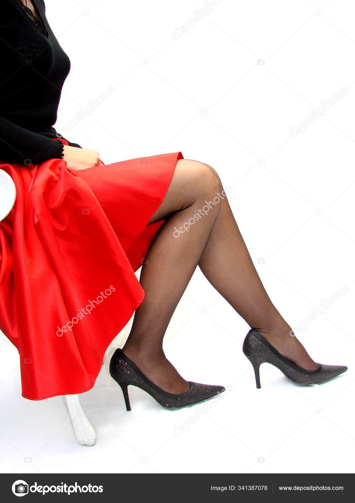 Sexy Beine Schwarzen Strümpfen Stockfotografie Lizenzfreie Fotos
