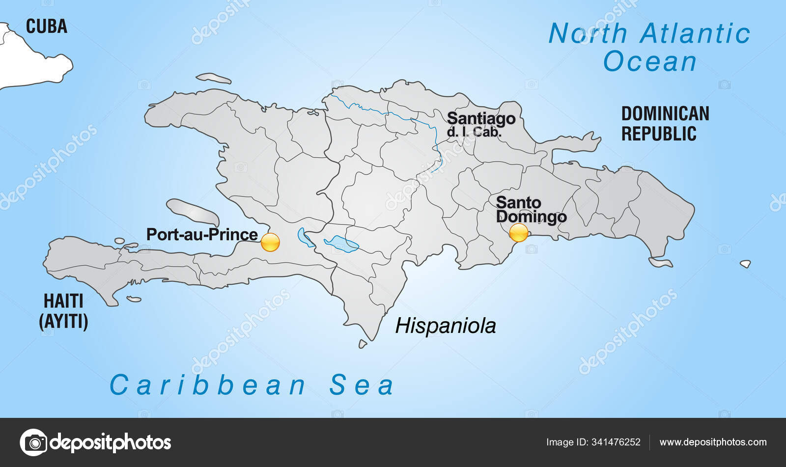 Map Hispaniola Borders Gray Stock Photo by ©PantherMediaSeller 341476252