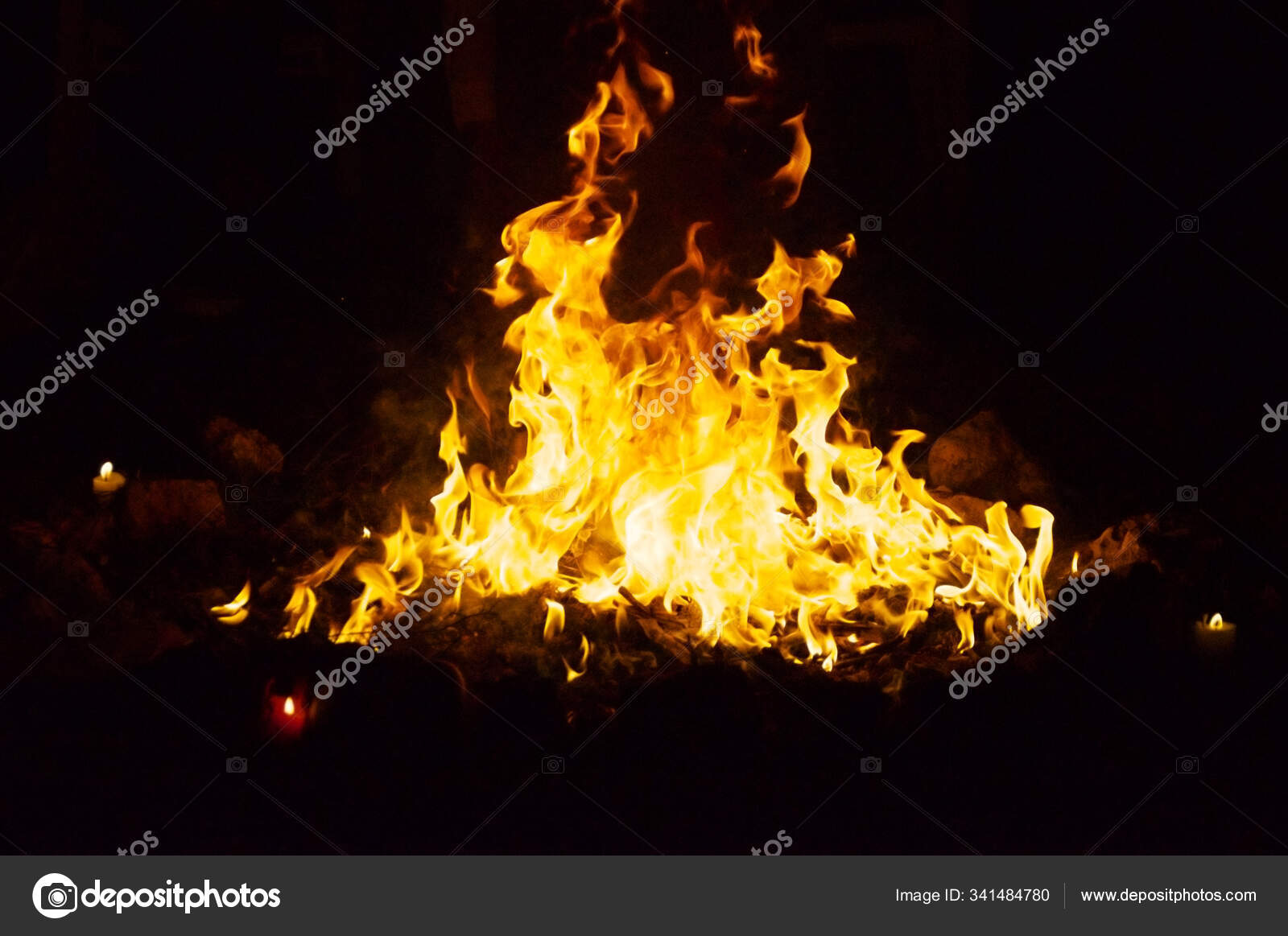 Flames Smoke Fill Image Ceremonial Fire Mayan Ritual Candle Each ...