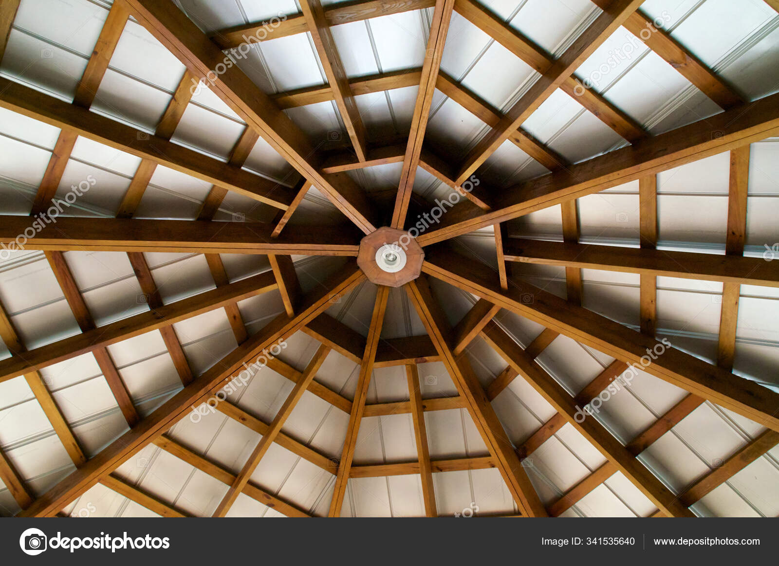Octagon Shaped Exposed Beam Ceiling Covered Tin Roof Seen Stock Photo ...