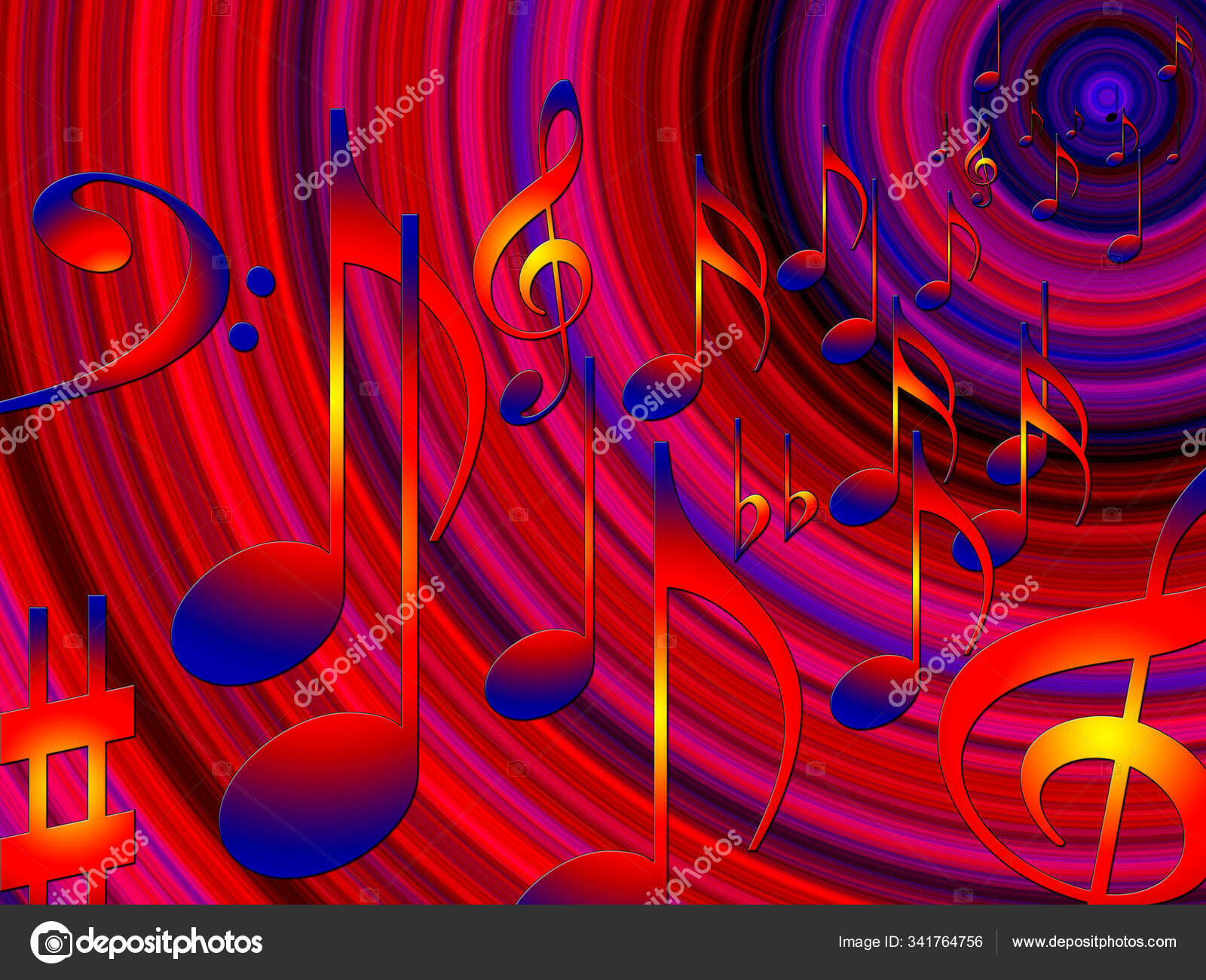 Musical Notes Red Background Stock Photo by ©PantherMediaSeller 341764756