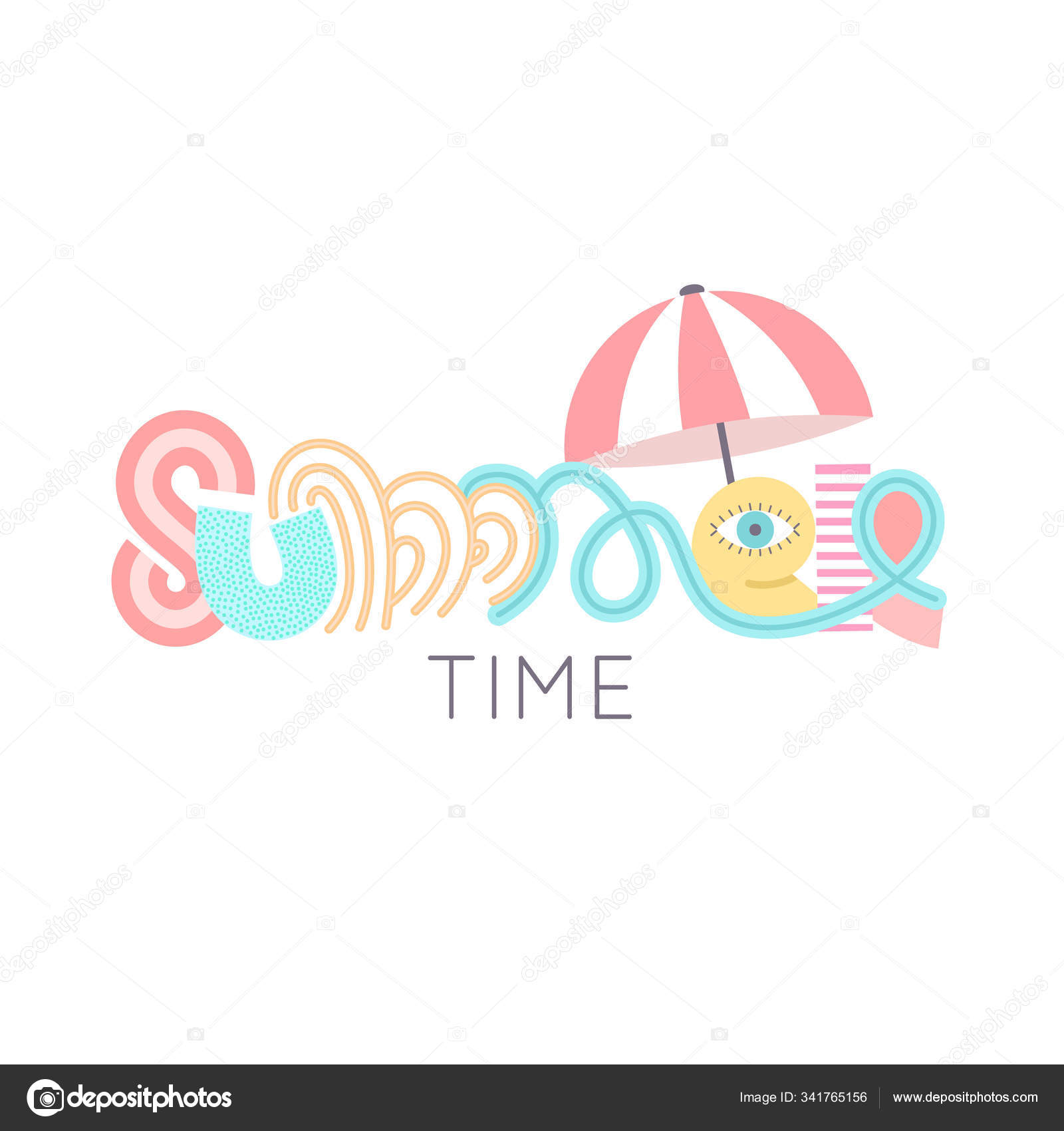 Summertime Cute Hand Drawn Lettering Summer Colorful Letters Doodle ...