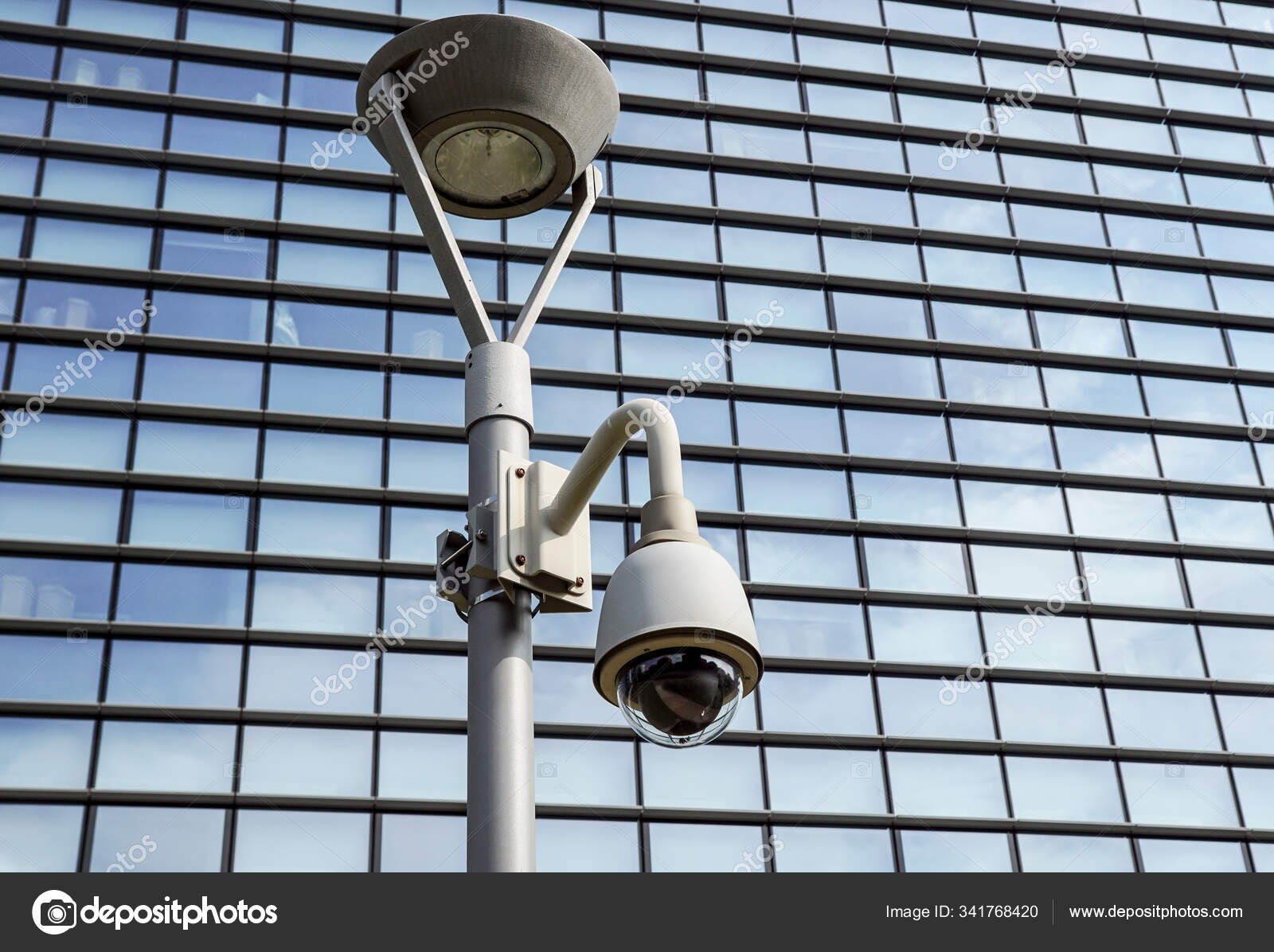 High Tech Overhead Security Camera Windows Building Stock Photo by ...