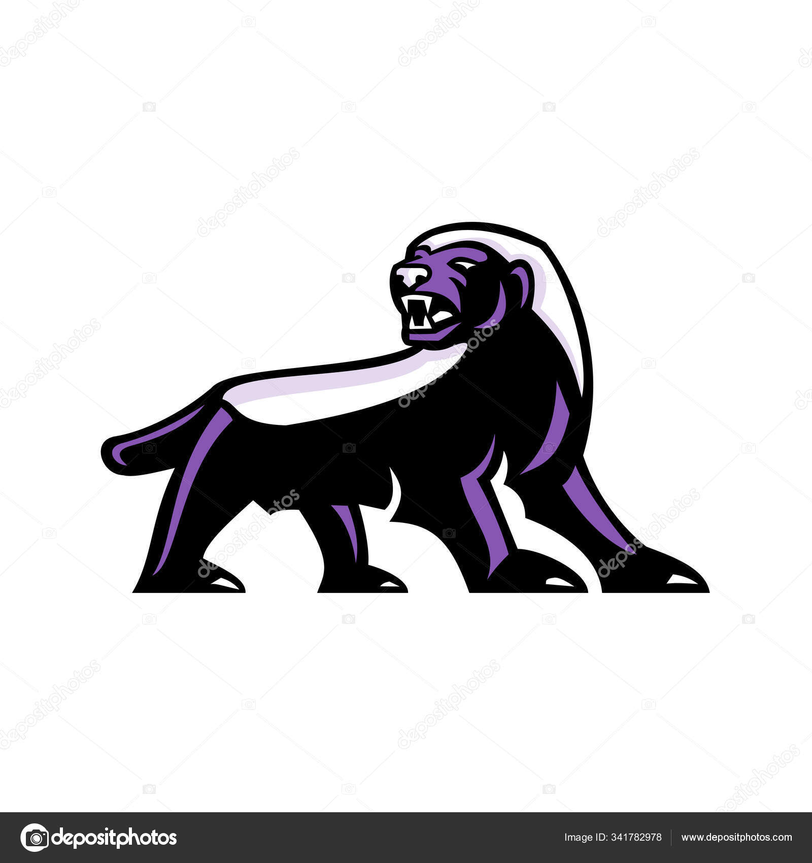 Mascot Icon Illustration Showing Full Body Angry Aggressive Honey ...