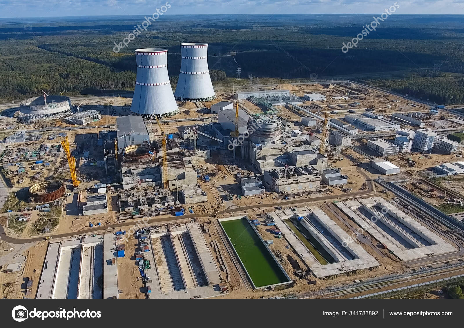 Aerial Survey Nuclear Power Plant Construction Installation ...
