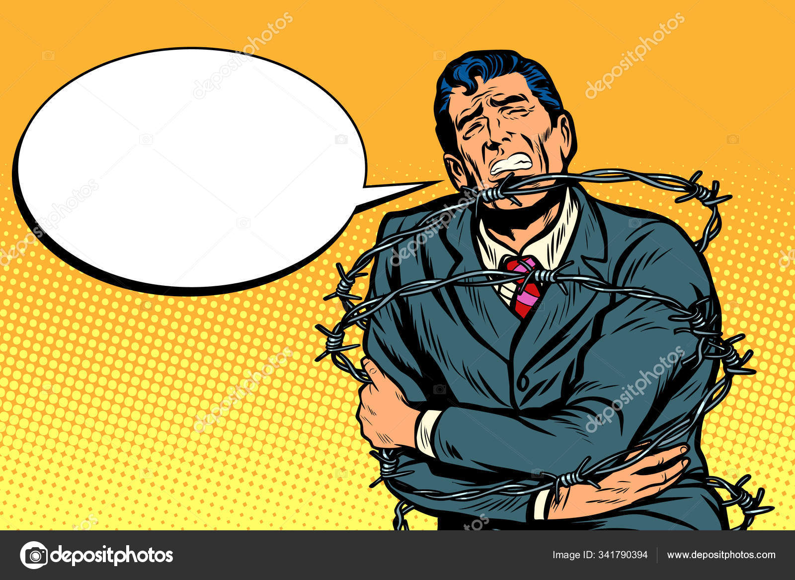 Businessman Barbed Wire Pop Art Retro Vector Illustration Comic Cartoon ...