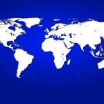 Light blue world map on dark blue background, Elements of this image ...