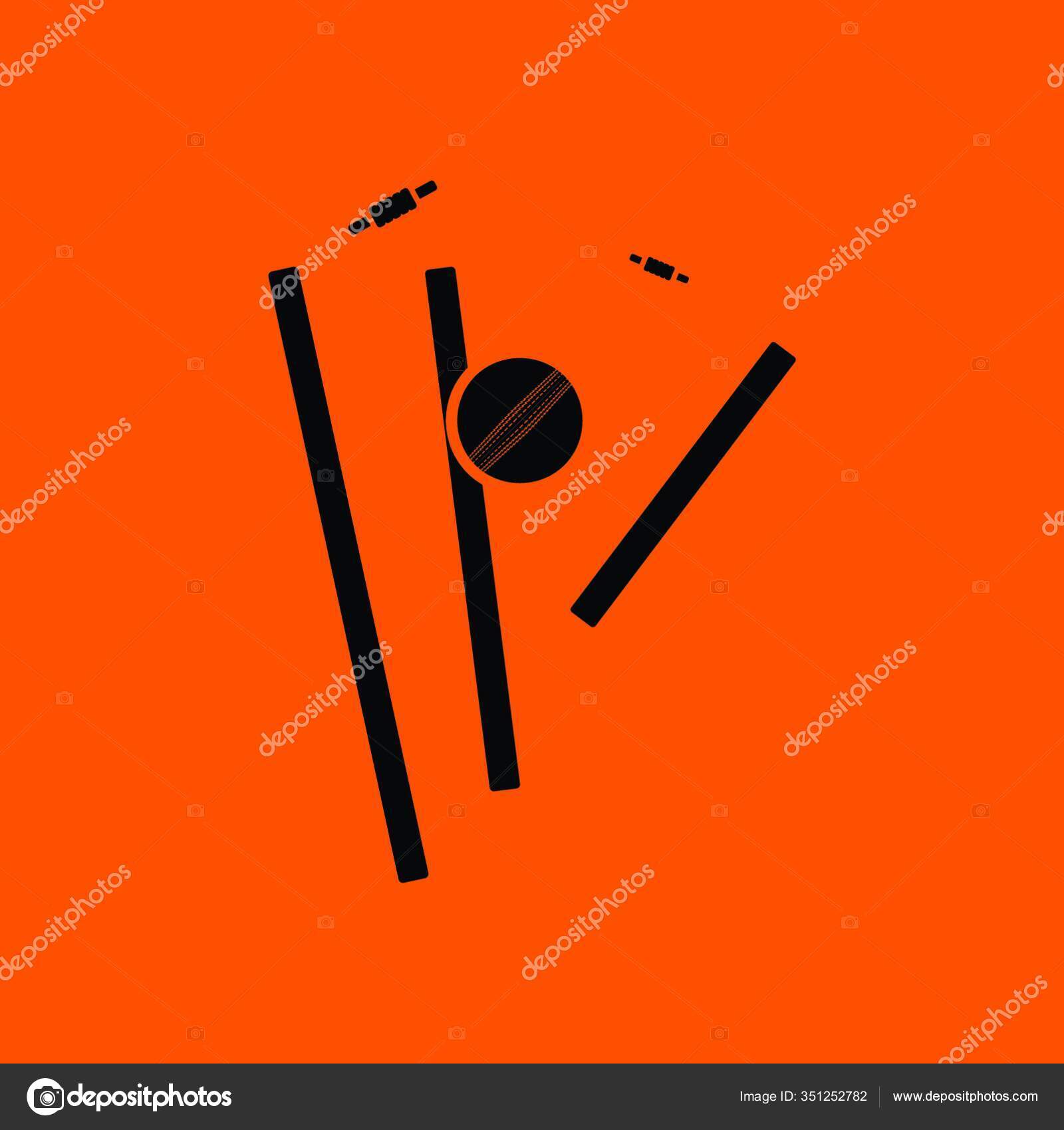 Cricket Wicket Icon Orange Background Black Vector Illustration Stock ...