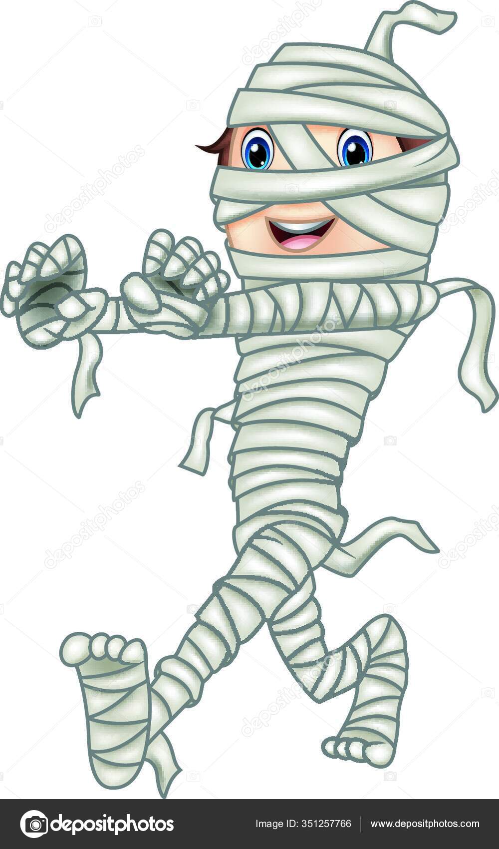 Niño Dibujos Animados Con Traje Momia Vector de stock por ...