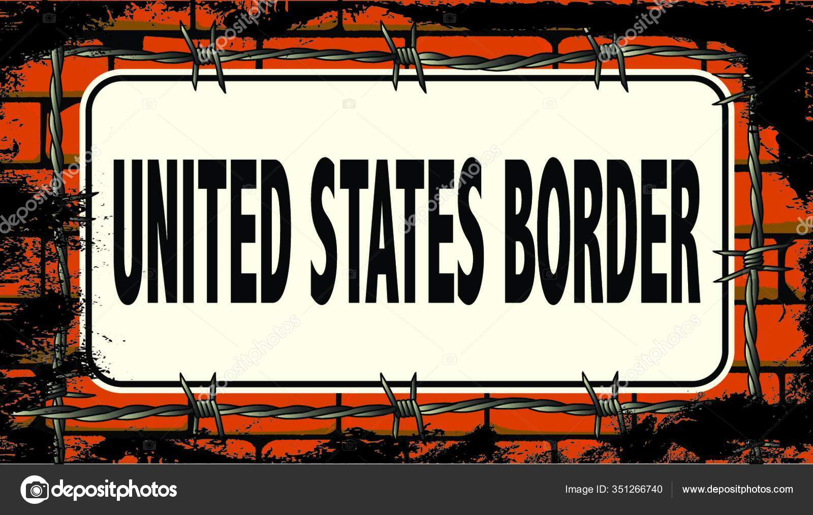 Red Brick Wall Barbed Wire United States Border Sign Stock Vector by ...