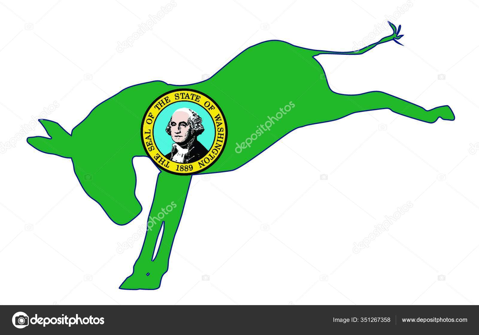 Washington Democrat Party Donkey Flag White Background Stock ...