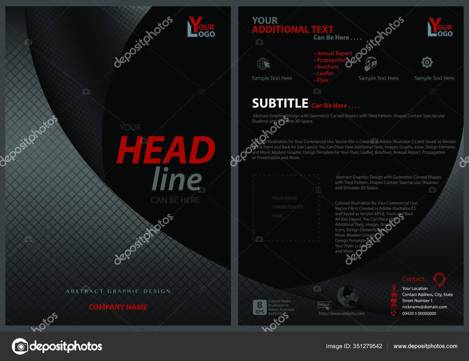 Modern Black Leaflet Design Template Bent Squared Metal Strips Elegant Stock Vector by ...