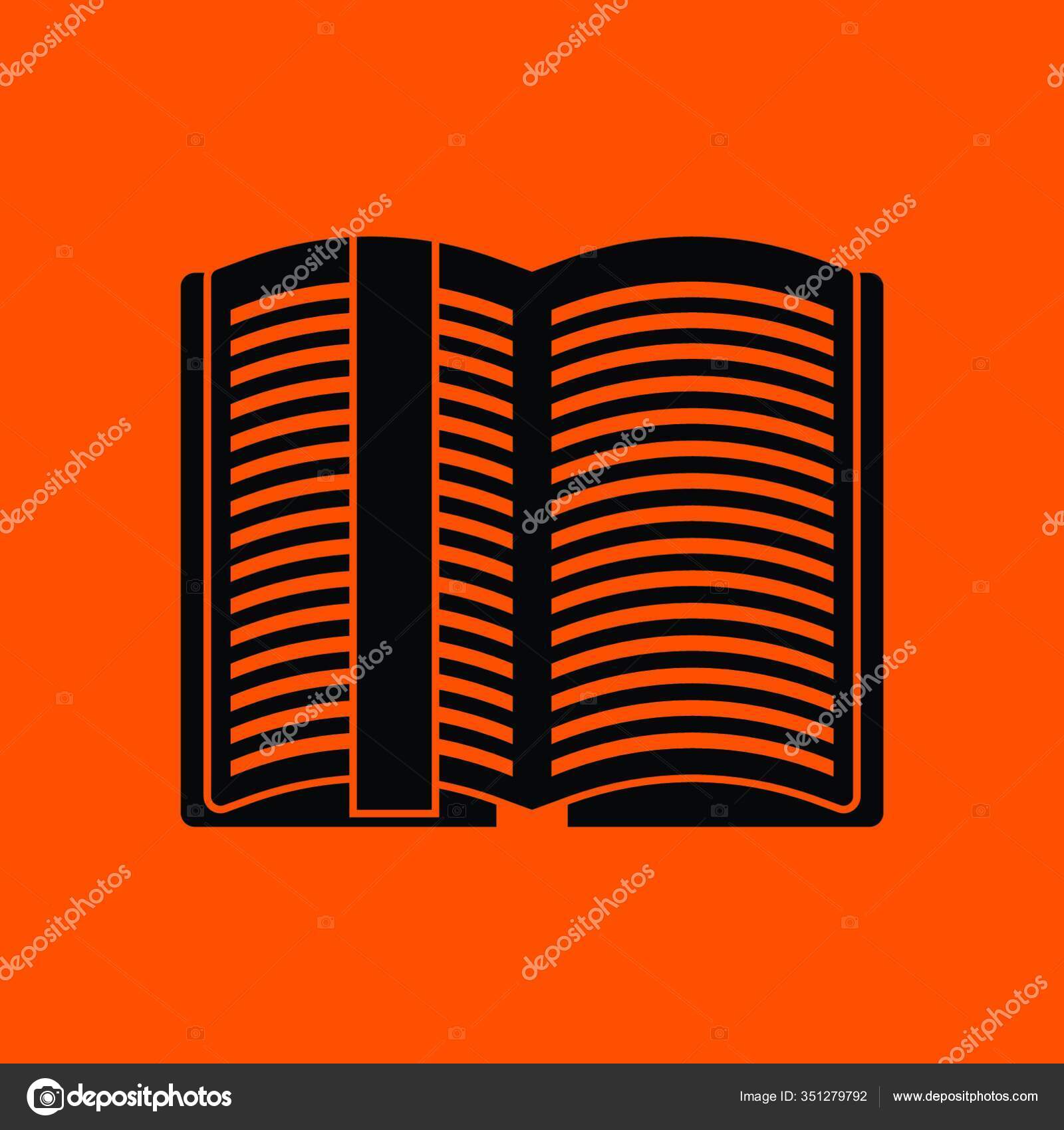 Open Book Bookmark Icon Orange Background Black Vector Illustration ...