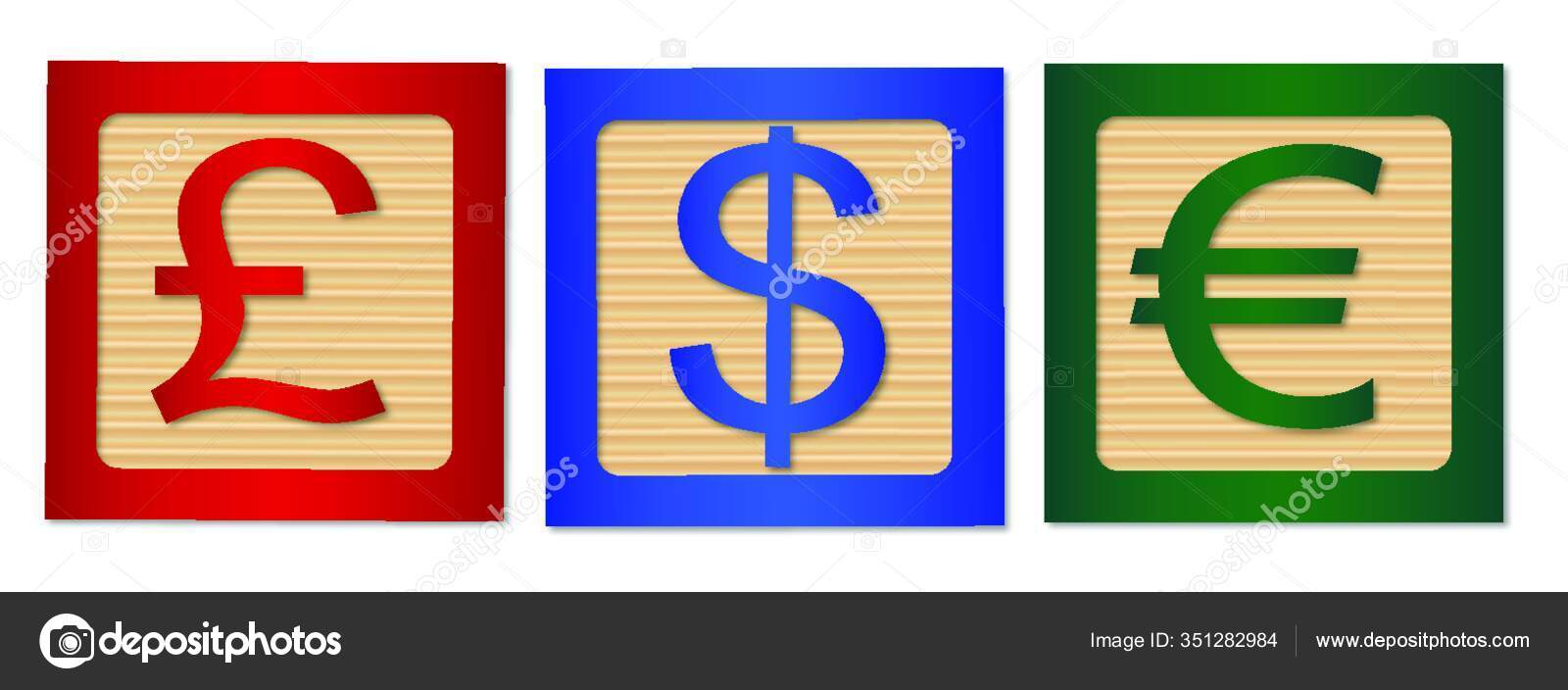 Wooden Blocks Giving Financial Signs Dollar Pound Euro Stock Vector by ...