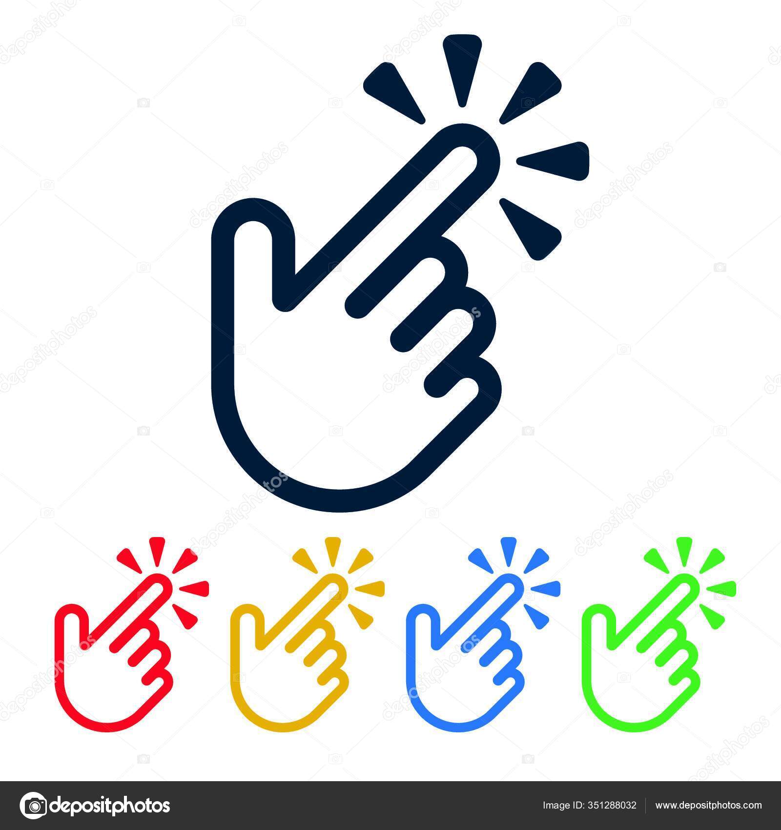 Click Icons Hand Shaped White Background Touch Symbols Design Finger ...