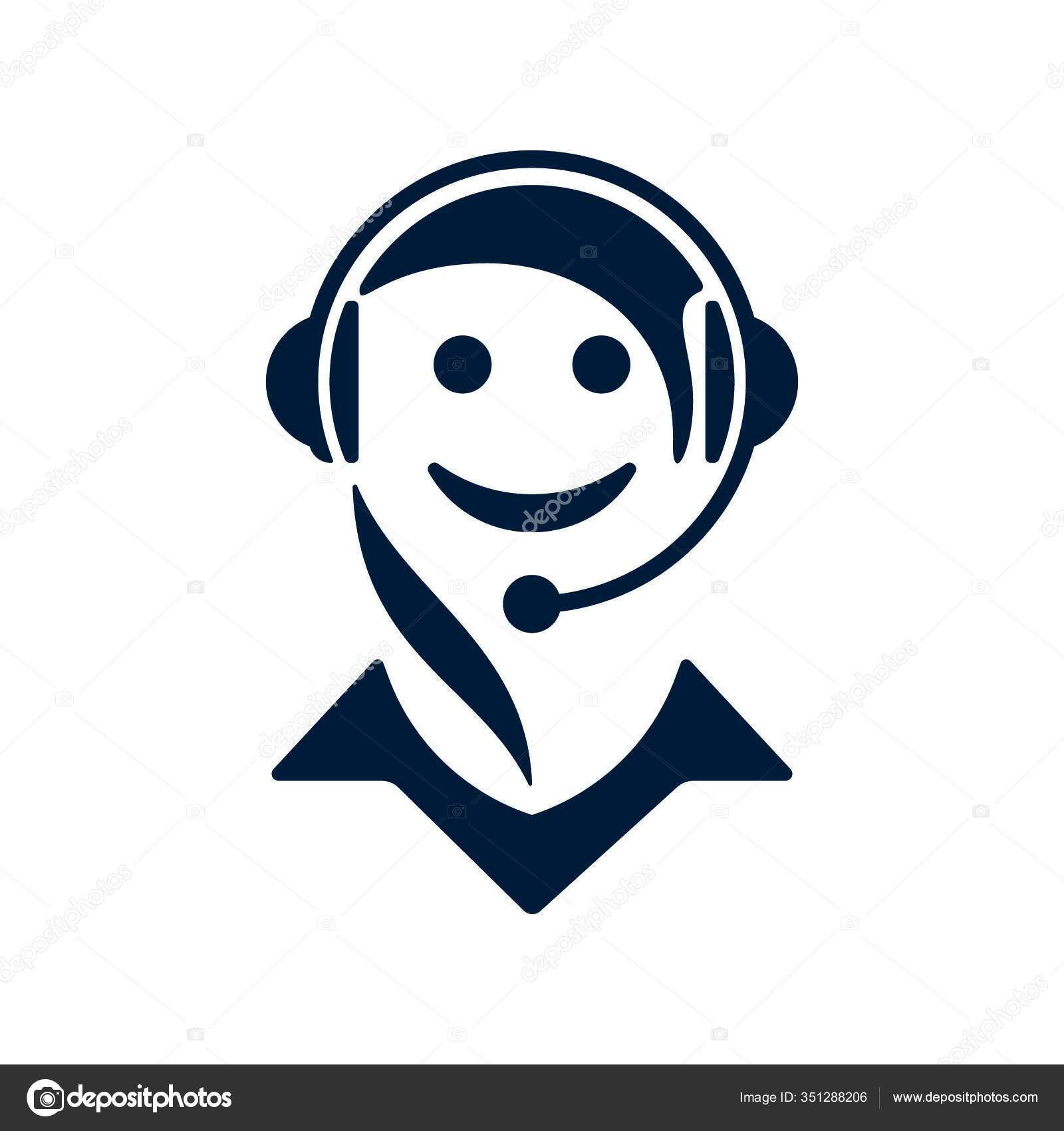 Call Center Operator Icon White Background Flat Vector Design Stock ...