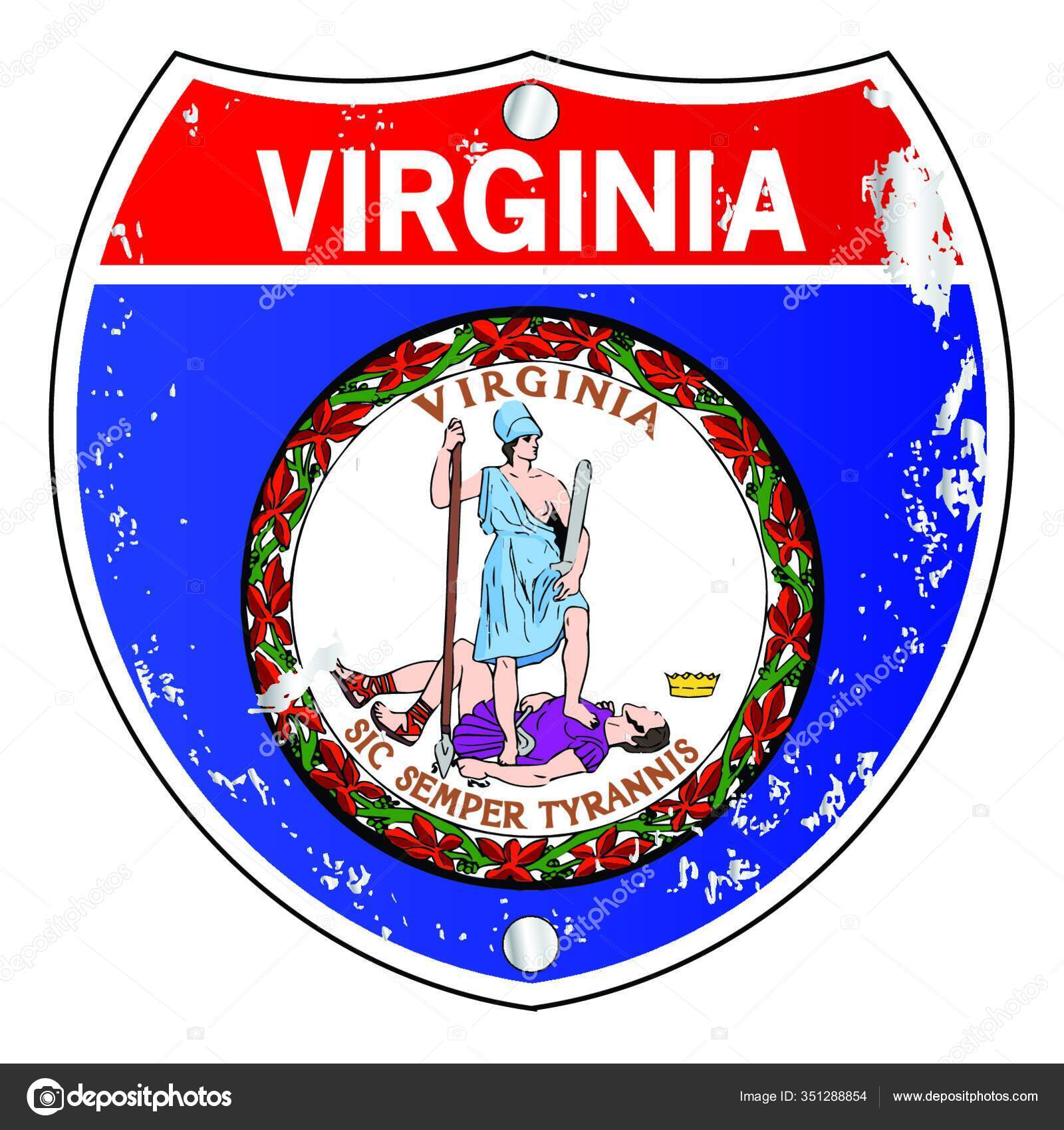 Virginia Flag Icons Interstate Sign White Background Stock Vector by ...