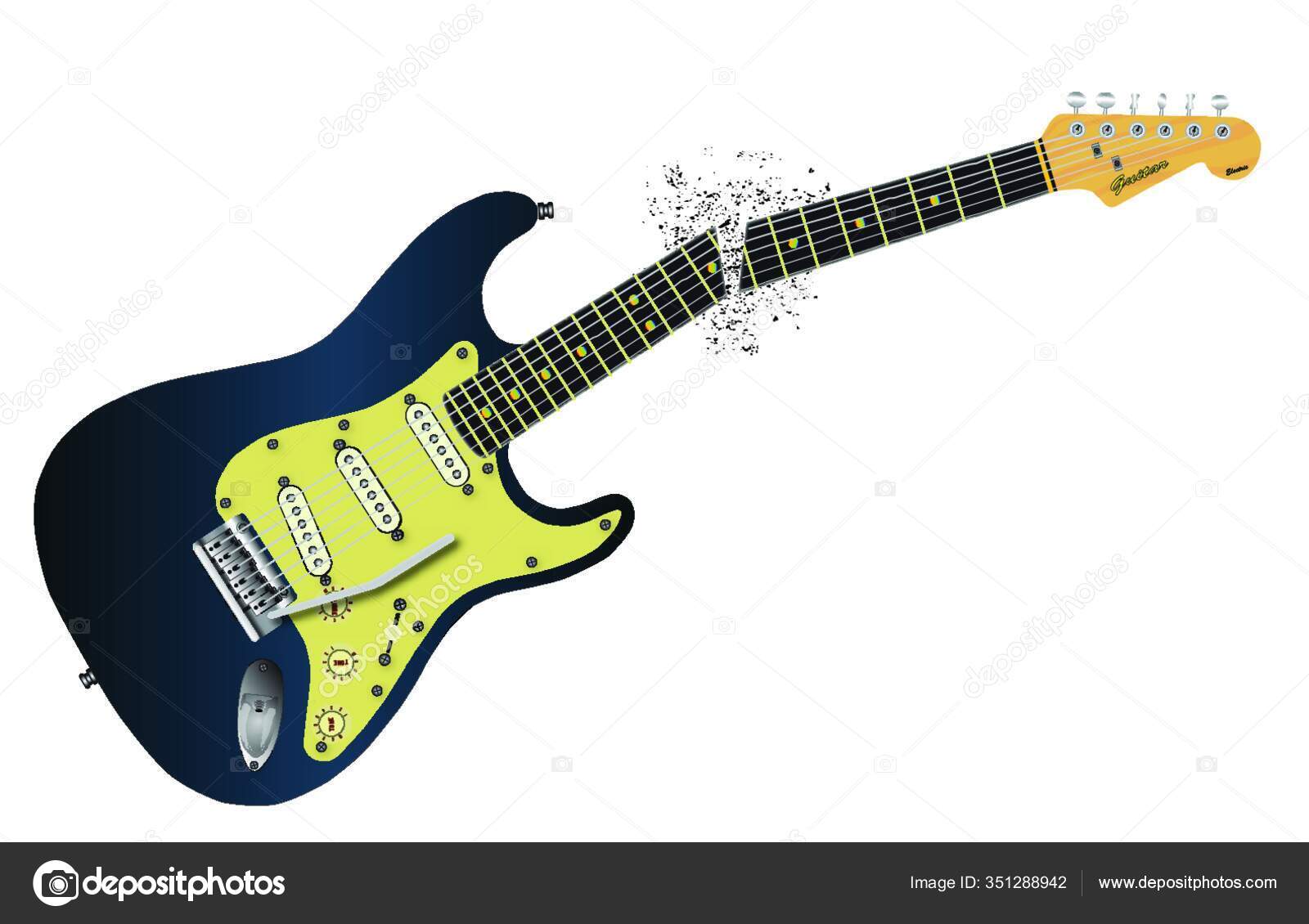 Traditional Solid Body Electric Guitar Cut Accross Neckisolated White ...