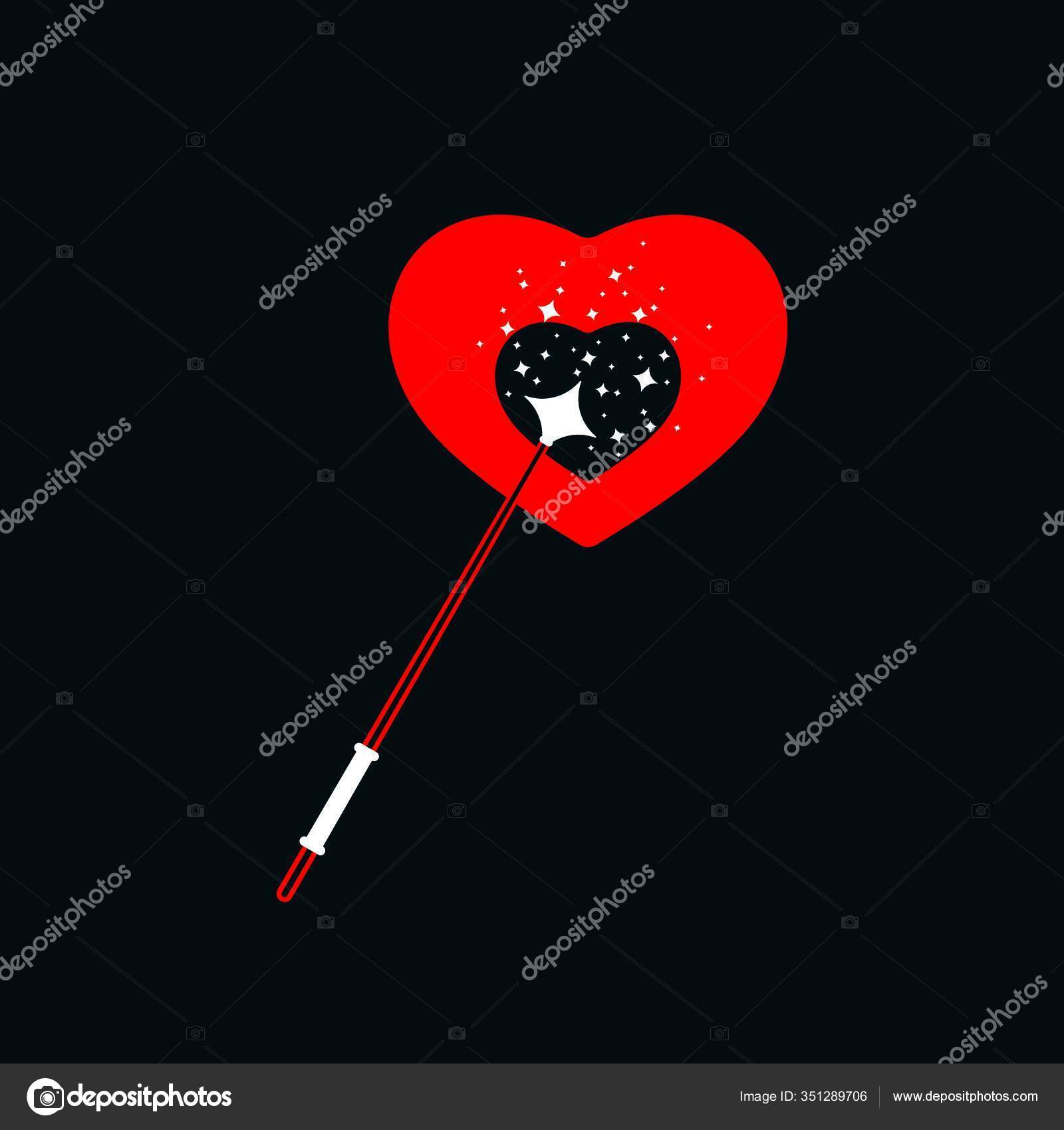 Magic Wand Romantic Hearts Shape White Background Magical Equipments ...