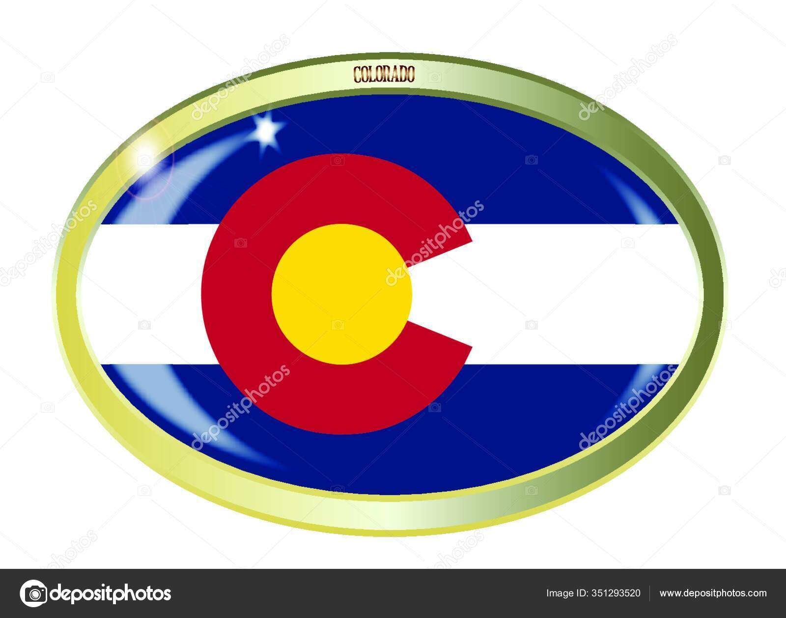 Oval Metal Button Colorado Flag Isolated White Background Stock Vector ...