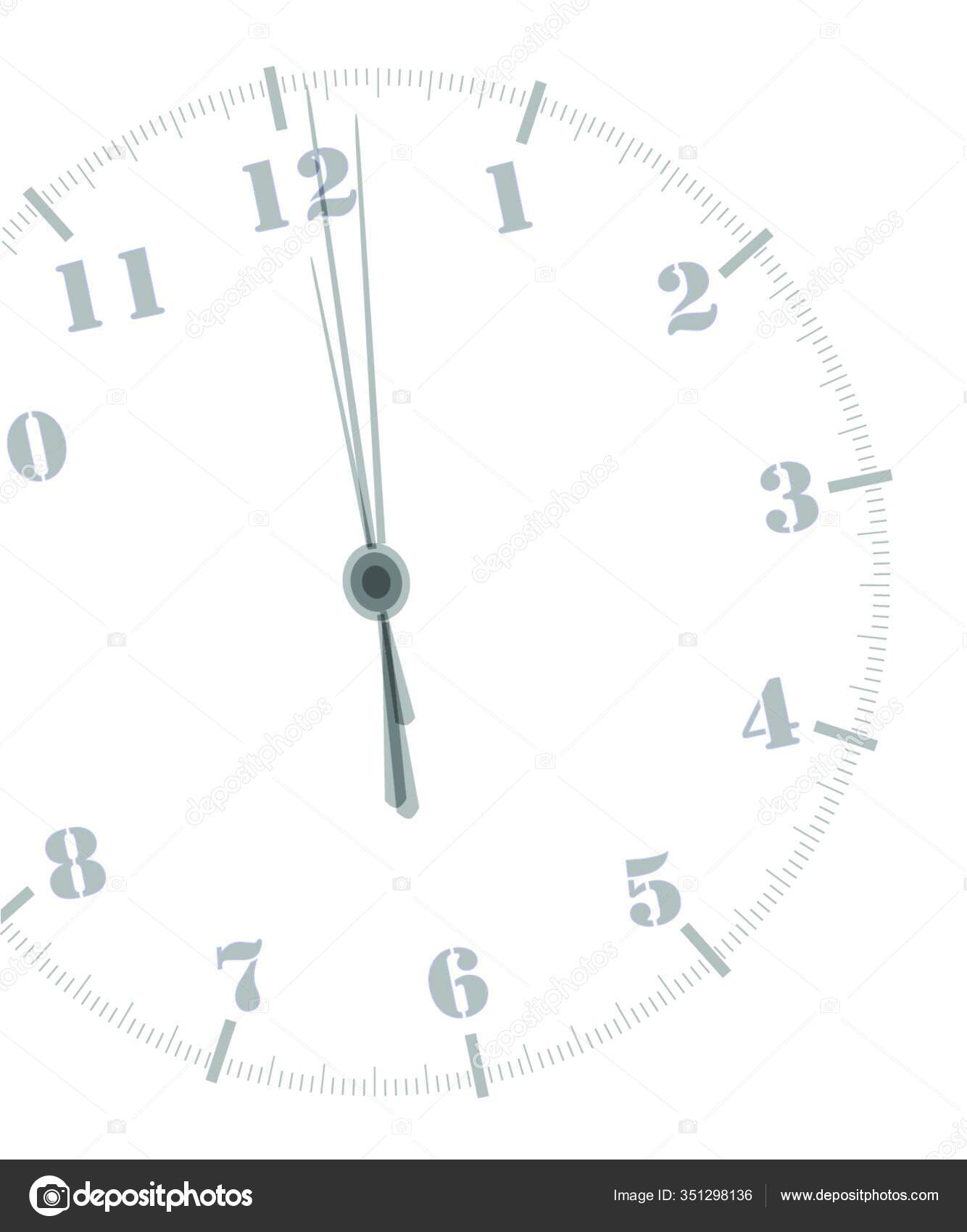 Clock Showing Midnight White Background Stock Vector by ...