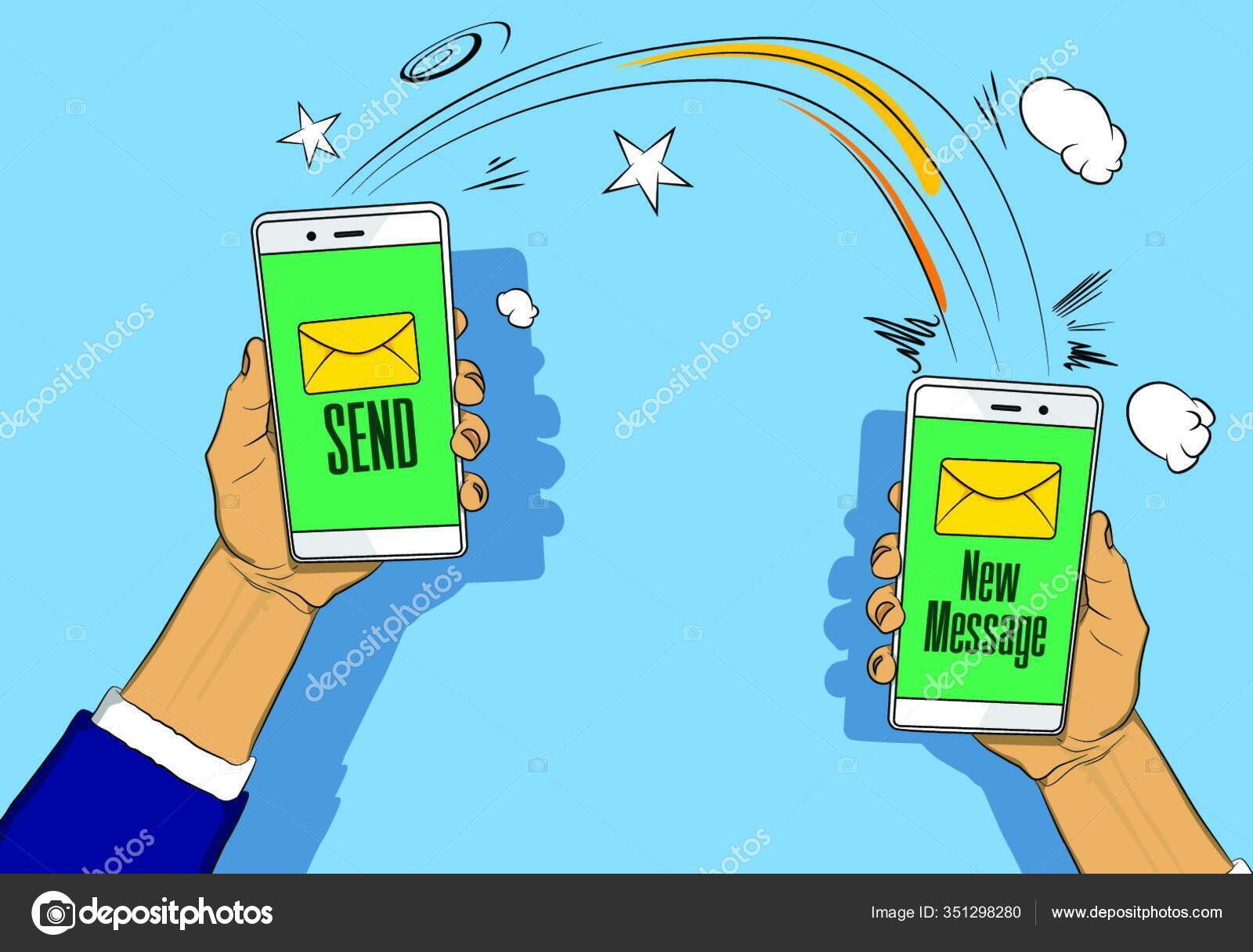 Sending Message Concept Vector Illustrated Retro Comic Book Cartoon ...