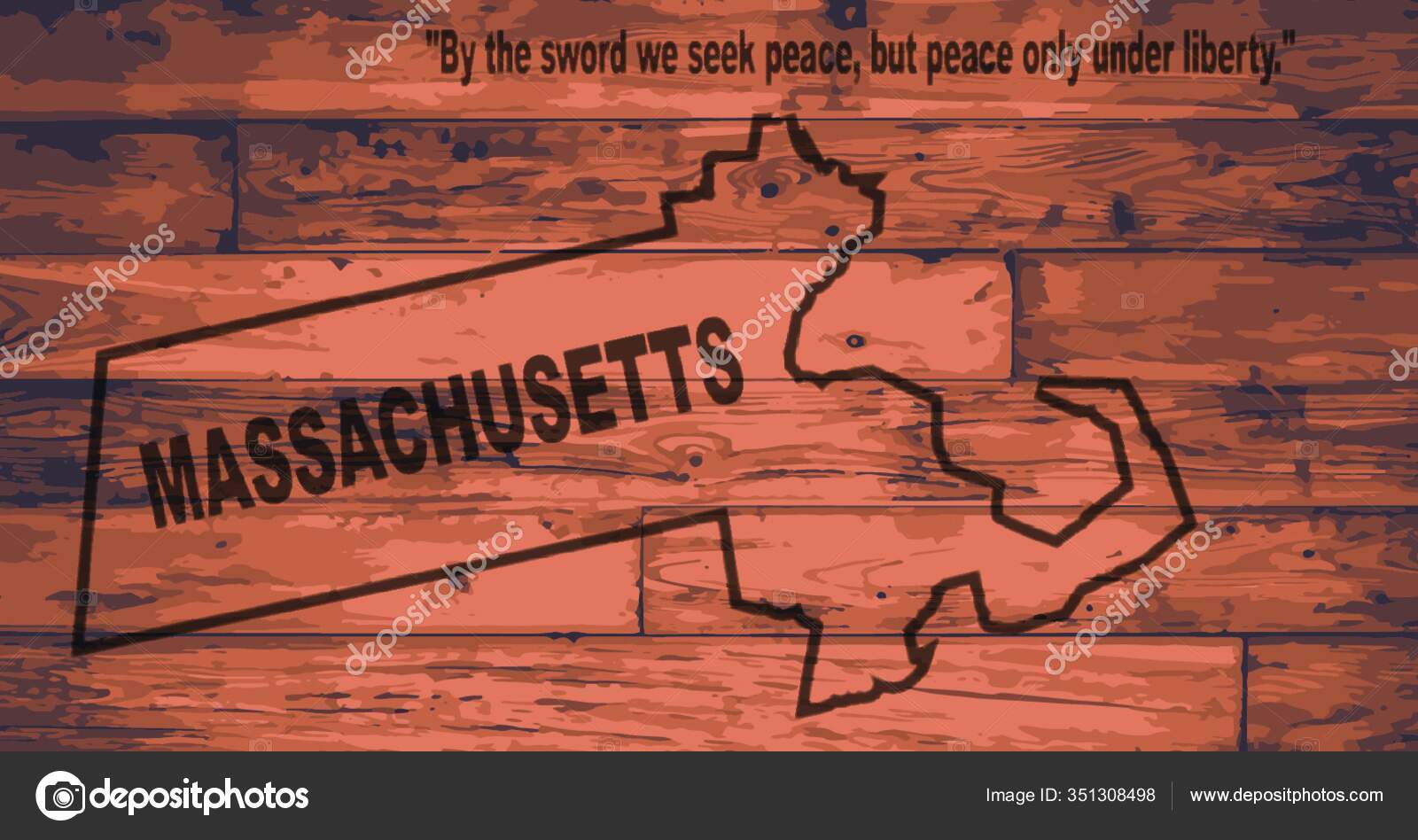 Massachusetts State Map Brand Wooden Boards Map Outline State Motto ...