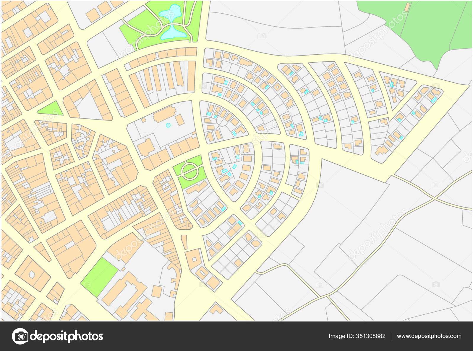 Mapa Catastral Imaginario Una Zona Con Edificios Calles Stock Vector by ...