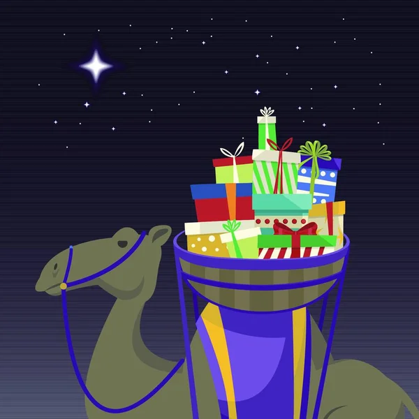 Happy Epiphany Day Camel Transporting Gifts White Background Vector ...
