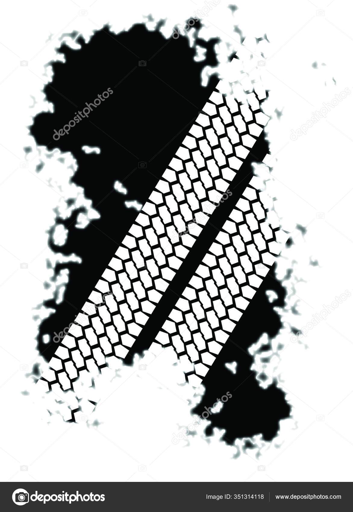 Two Tyre Tread Patterns Black Splatter Isolated White Background Stock ...