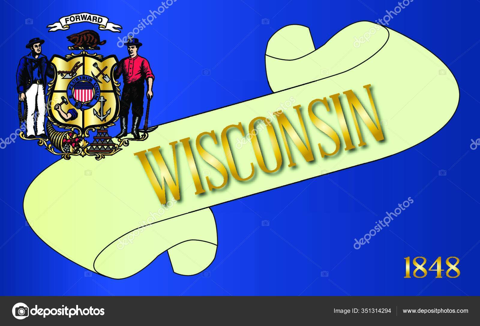 Scroll Text Wisconsin Flag State Detail Stock Vector by ...