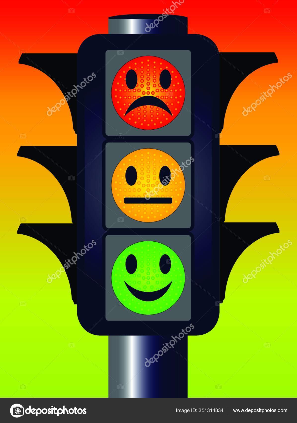 Traffic Lights Three Mood Faces Red Green Amber Stock Vector Image by ...