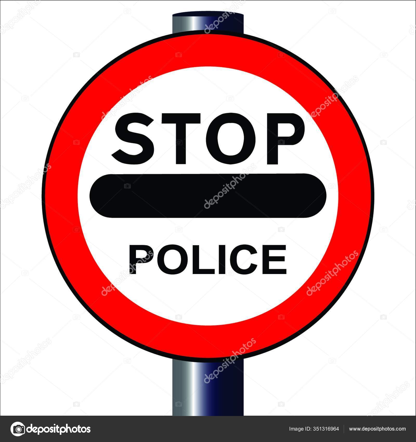 Police Stop Sign White Background Stock Vector by ©PantherMediaSeller ...