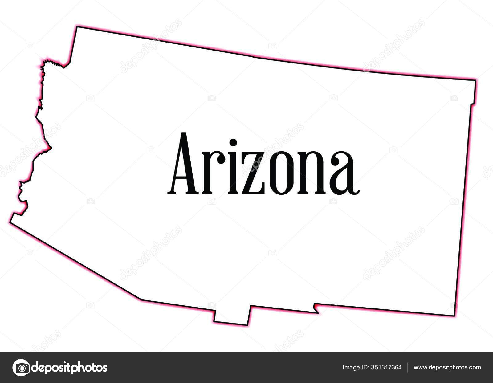 Outline Map State Arizona White Background Stock Vector by ...