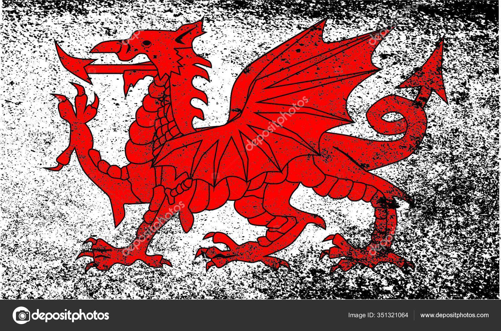 Dragón Galés Aislado Sobre Fondo Blanco Vector de stock #351321064 de ...