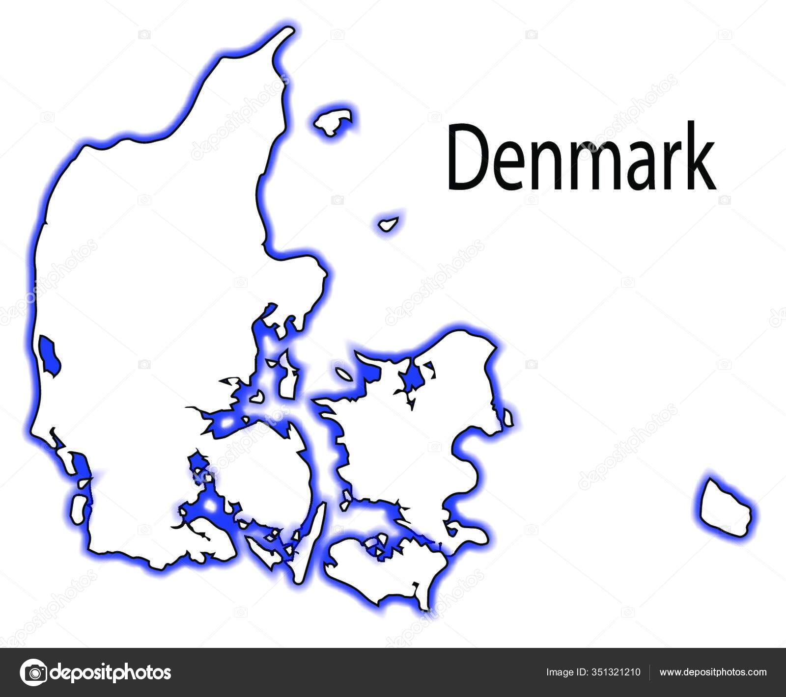 Outline Map Denmark White Background Stock Vector by ...