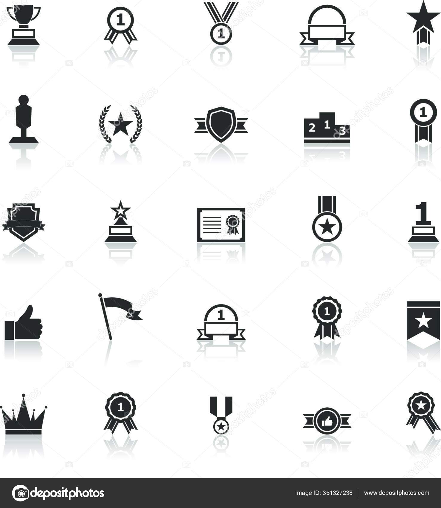 Winner Icons Reflect White Background Stock Vector Stock Vector by ...