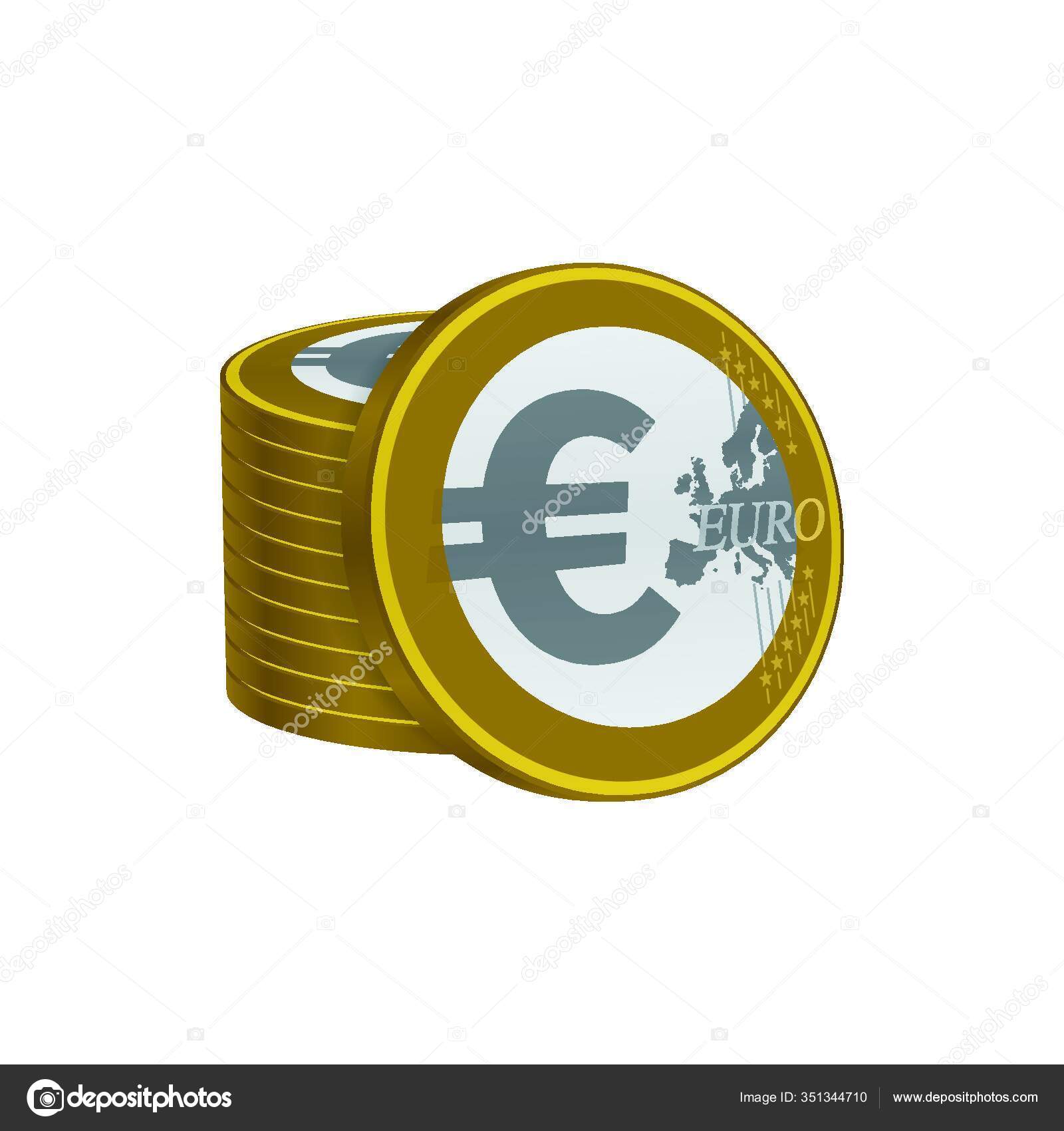 Las Monedas Euro Color Oro Acumulan Sobre Fondo Blanco Los Vector de ...