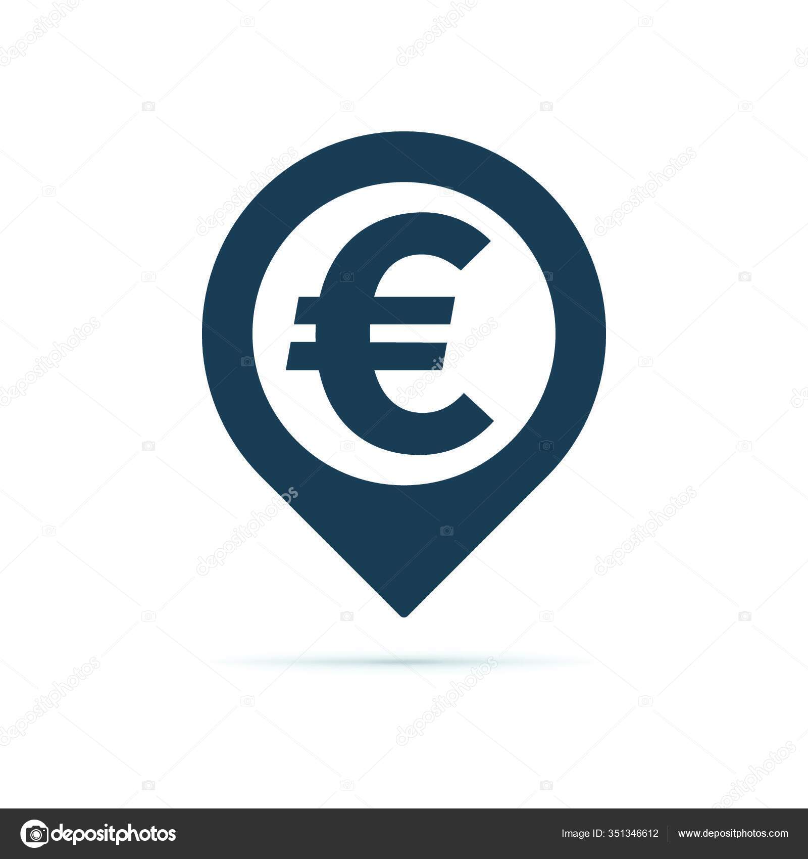 Address Pin Icon Euro Symbol White Background Currency Icon Design ...