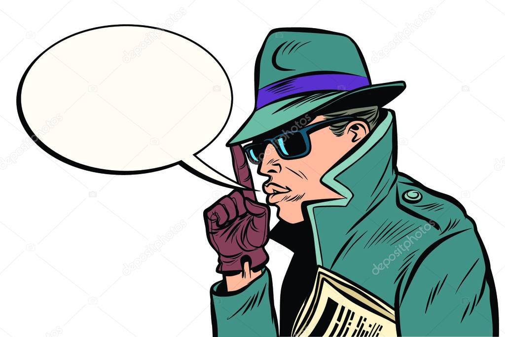 Agente secreto gesto de arma de mano. Dibujos animados cómics arte pop ...