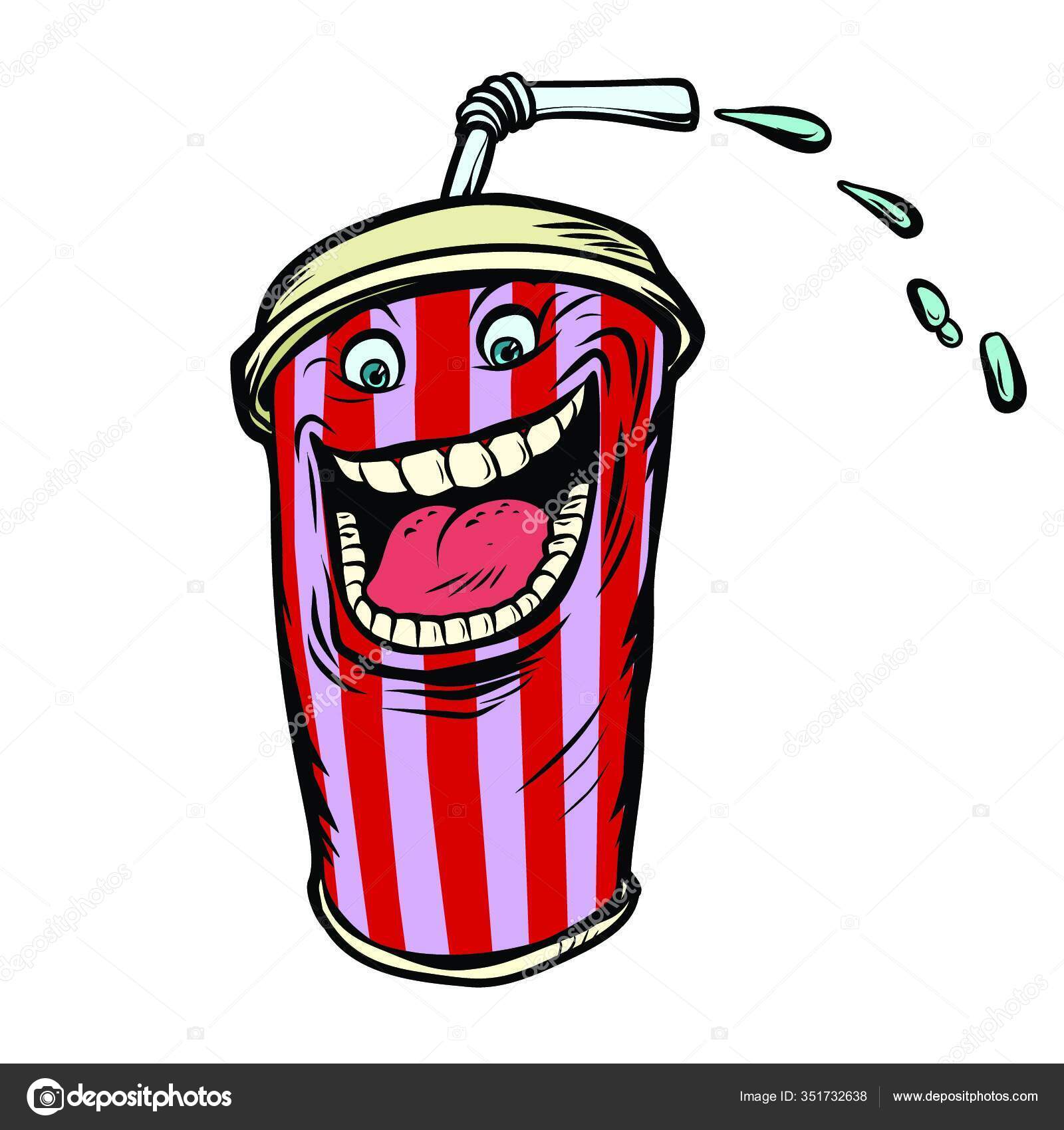 Cola Drink Character Isolate White Background Comic Cartoon Pop Art ...