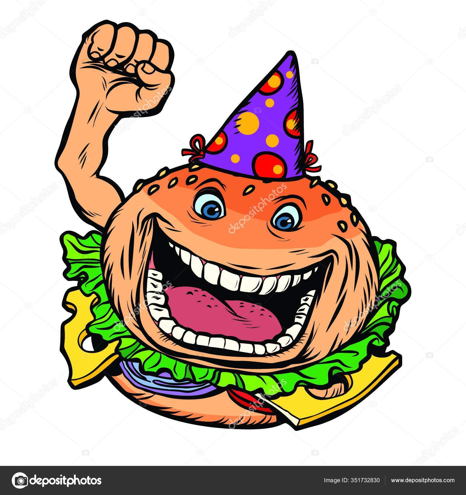 Birthday Fast Food Burger Comic Cartoon Pop Art Retro Vector Stock ...