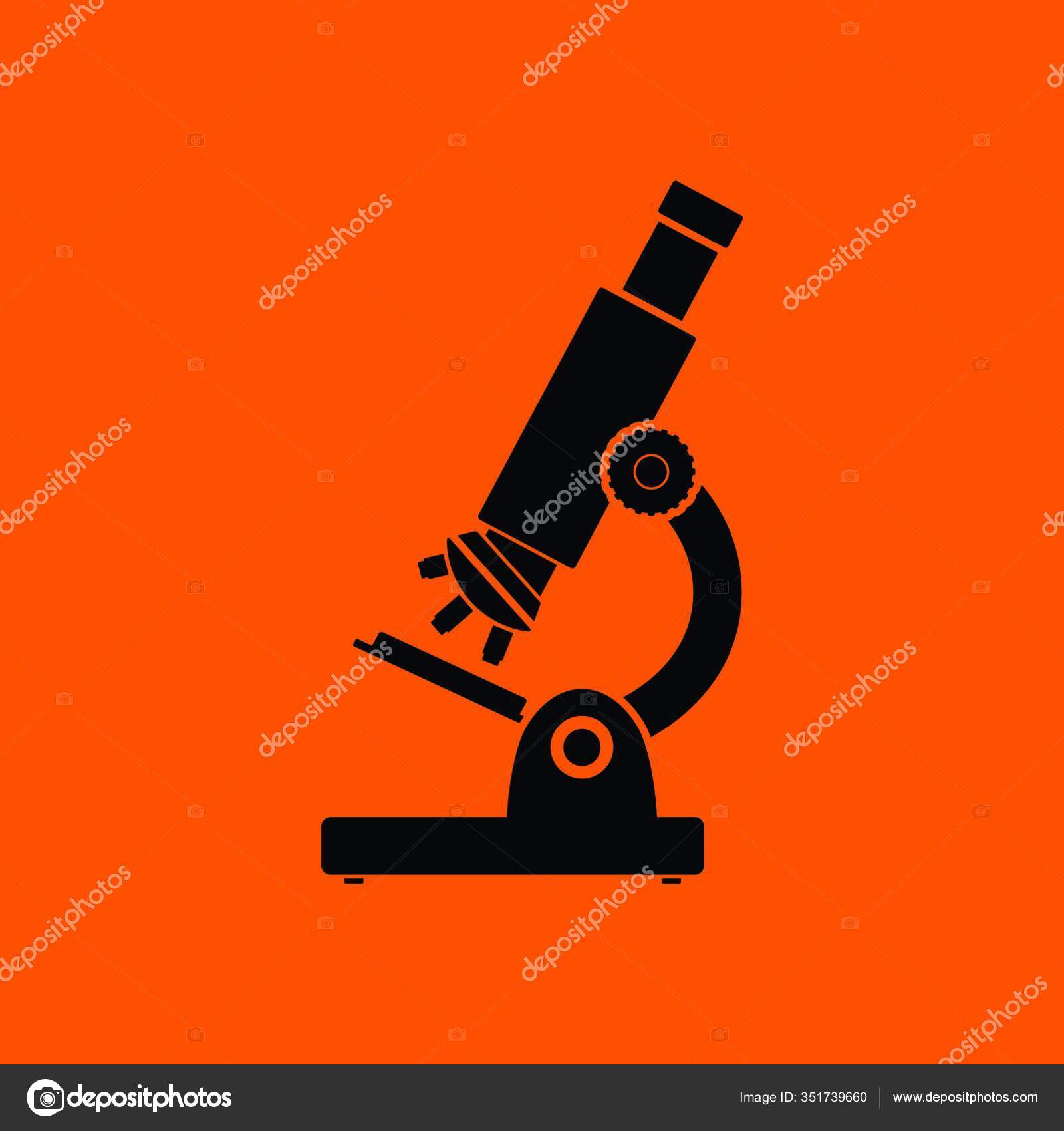 School Microscope Icon Orange Background Black Vector Illustration ...
