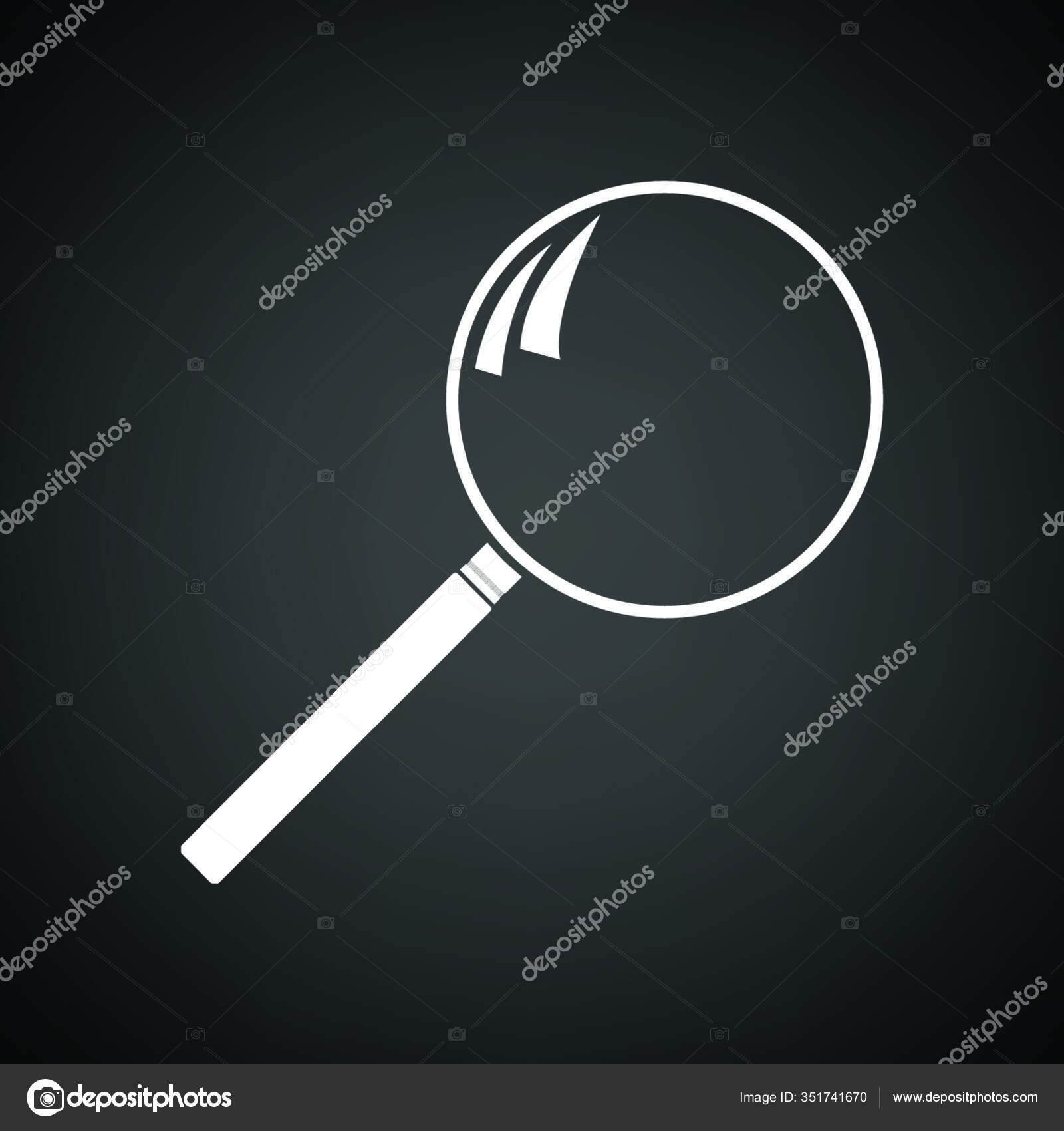 Image vectorielle Icône Loupe Fond Noir Avec Blanc Illustration ...