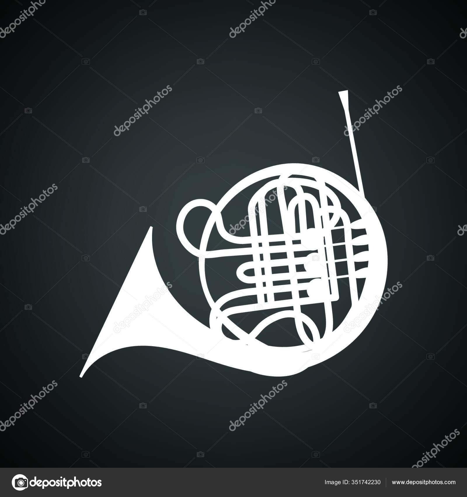 Horn Icon Black Background White Vector Illustration Stock Vector by ...