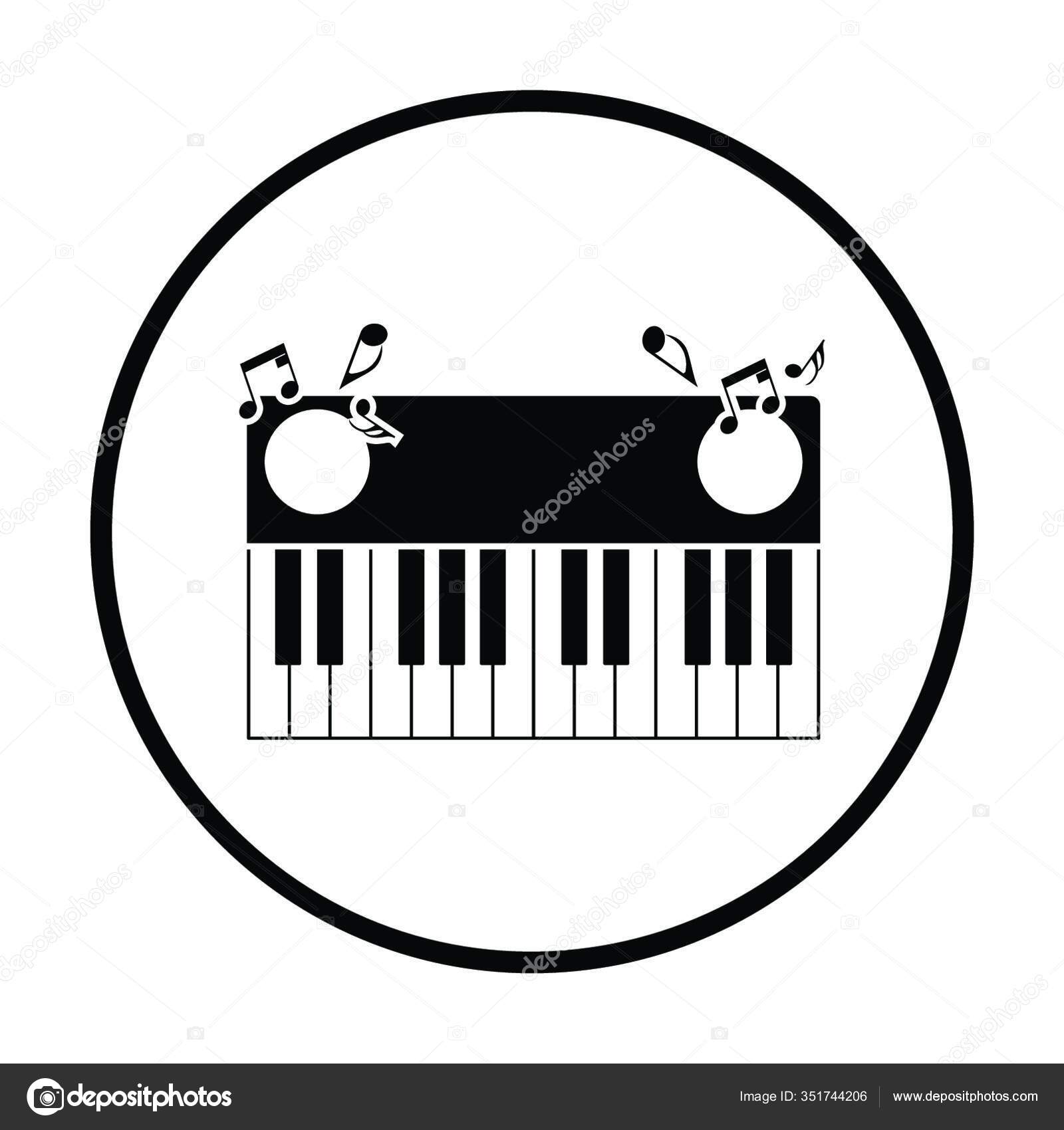 Piano Keyboard Icon Thin Circle Design Vector Illustration Stock Vector ...