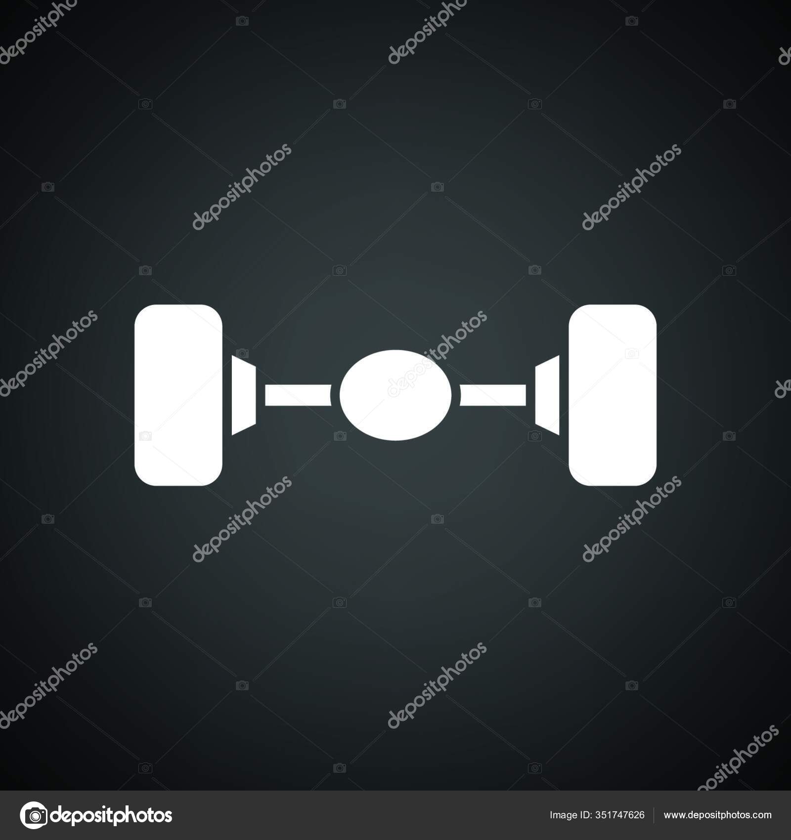 Ikona Zadní Nápravy Vozu Černé Pozadí Bílou Vektorová Ilustrace Stock ...