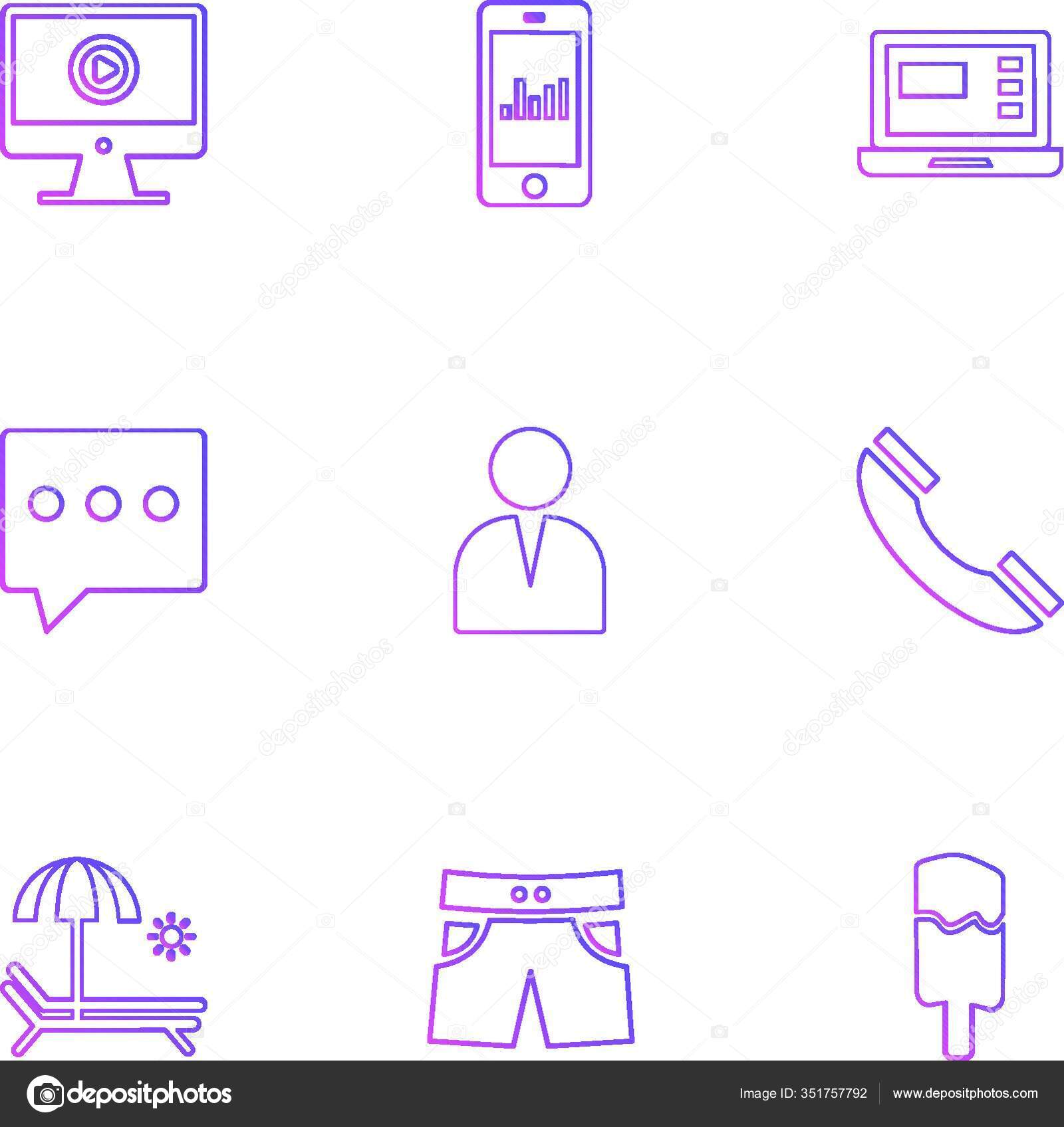 Vector Icons Isolated White Background Stock Vector Image by ...