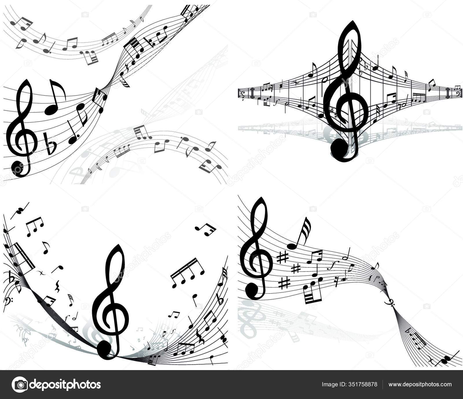 Set Four Vector Musical Notes Staff Stock Vector Image by ...
